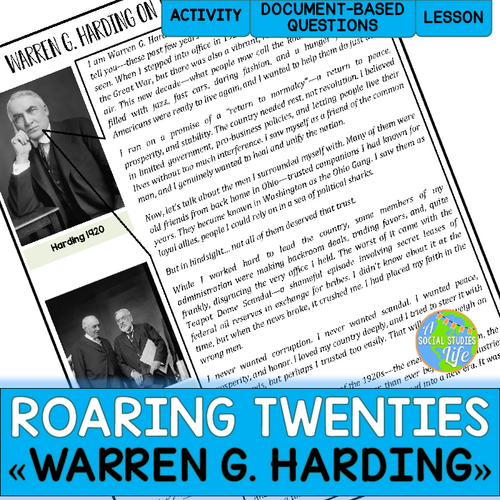 Warren G. Harding on the Roaring Twenties POV | Teaching Resources