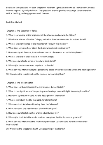 Reading Comprehension Northern Lights | Teaching Resources