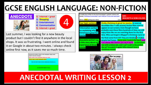 Anecdotal Writing (3 lessons) - GCSE English Language | Teaching Resources