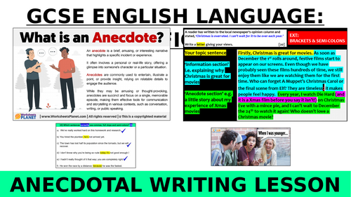 Anecdotal Writing (3 lessons) - GCSE English Language | Teaching Resources