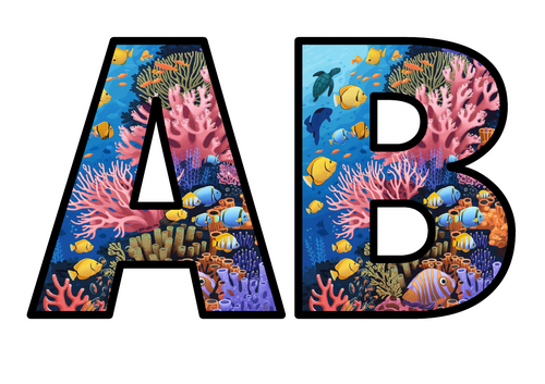 Coral Reefs Ocean Floor Sea Lettering Set Display Title Letters Numbers ...