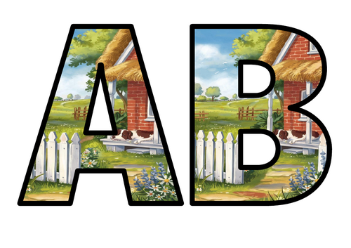 Cottage House Detached Lazy Dog Summer Day Lettering Set Display Title ...