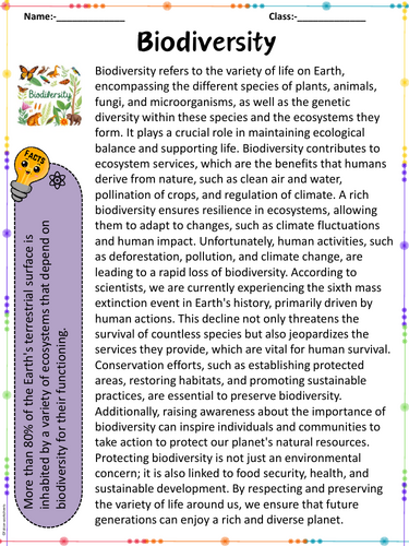 Explore Biodiversity: Engaging Passage with Insightful Questions ...