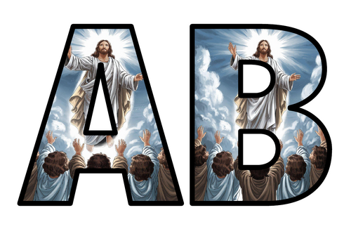 Bible Story Jesus Ascension to Heaven Disciples Lettering Set Display ...