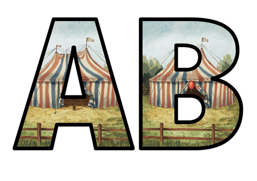 Creepy Circus Tent Clown Balloon Lettering Set Display Title Letters ...