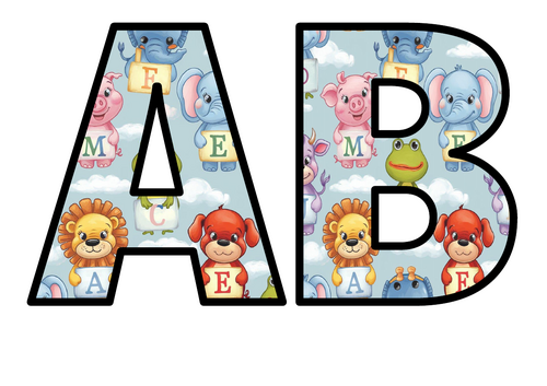 Cute Animal Alphabet Letters Lettering Set Display Title Letters ...