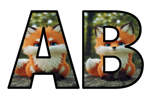 Cute Baby Fox Cute Baby Fox Lettering Set Display Title Letters Numbers ...