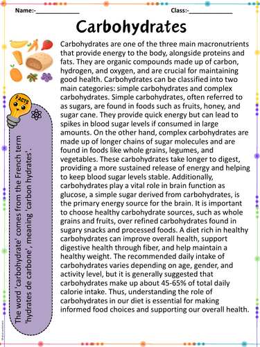 Understanding Carbohydrates: Informative Passage with Interactive ...
