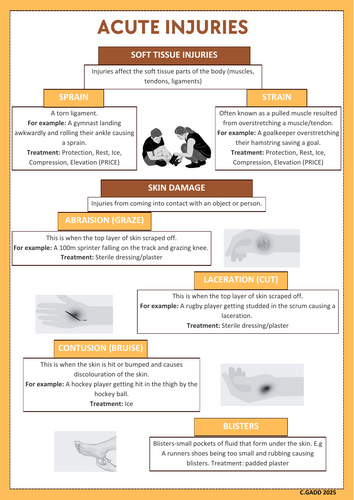 R180- Sports Injuries TA3 Revision (Posters) | Teaching Resources
