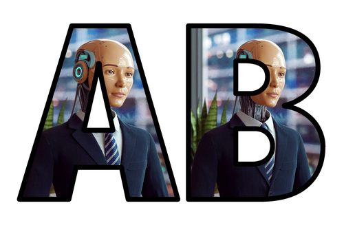 Cyborg Robot Person Future Lettering Set Display Title Letters Numbers ...