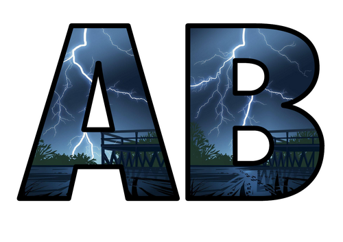 Lightning Thunder Storm Rain Weather Nature Lettering Set Display Title ...