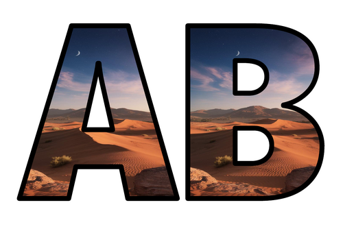 Desert Evening Night Sky Moon Sandy Dunes Lettering Set Display Title ...