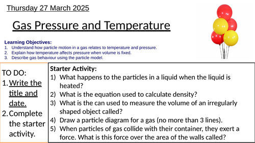 AQA GCSE Combined Science Physics: Particle Model of Matter: 5 PowerPoint Lessons | Teaching ...