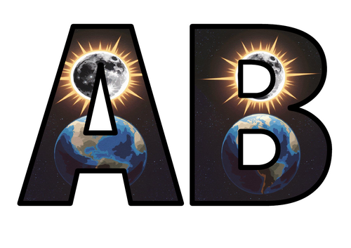 Lunar Eclipse Moon Sun Earth Space Science Lettering Set Display Title ...