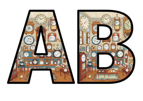 Many Clocks Time Math Lettering Set Display Title Letters Numbers Signs ...