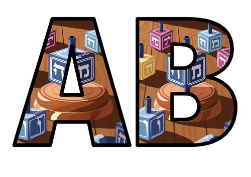 Dreidel Judaism Jewish Game Lettering Set Display Title Letters Numbers ...