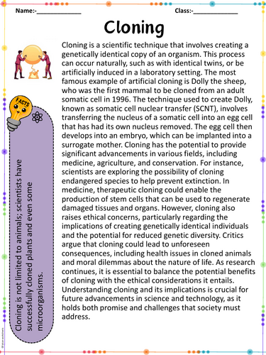 Explore Cloning: Engaging Reading Passage with Thought-Provoking ...