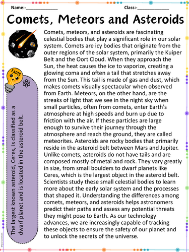 Exploring the Cosmos: Comets, Meteors & Asteroids - Engage with ...