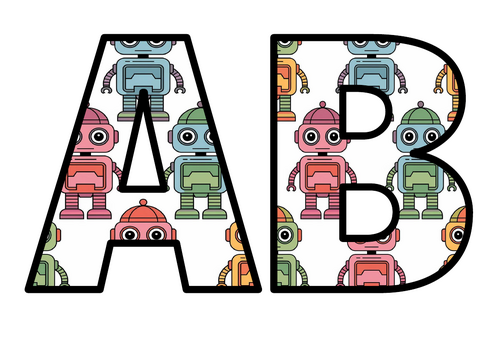 Mini Cute Colorful Robots Robotics Coding Lettering Set Display Title ...