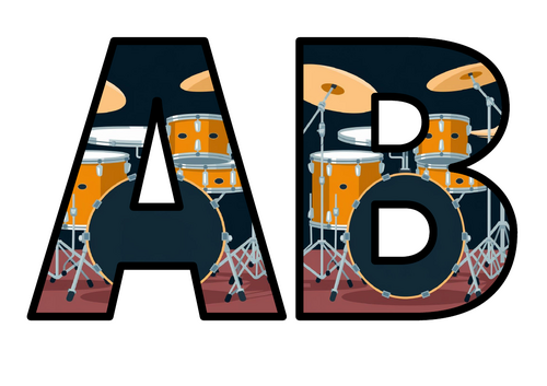 Drumkit Music Drums Lettering Set Display Title Letters Numbers Signs ...