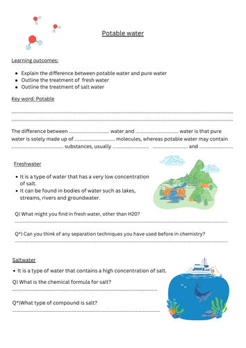 Potable water GCSE chemistry lesson | Teaching Resources