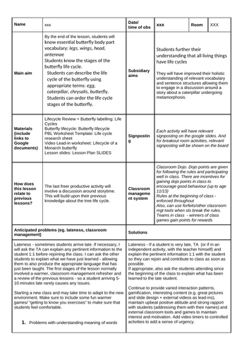BUTTERFLY LIFE CYCLE LESSON PLAN - PROJECT-BASED LEARNING - ENGLISH ...