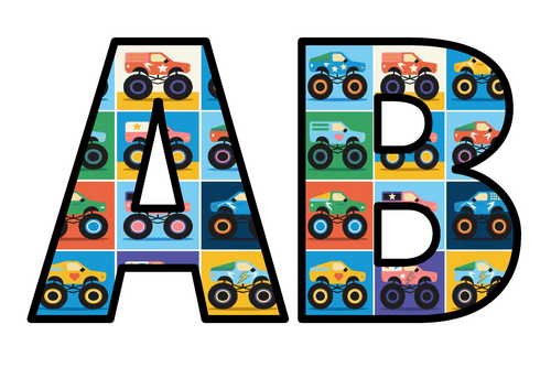 Monster Trucks Vehicles Cars Lettering Set Display Title Letters ...