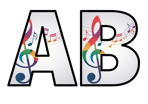 Music Notes Quavers Symbols Lettering Set Display Title Letters Numbers ...