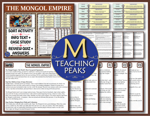 Mongol Empire Reading Comprehension Passages Vocabulary Match History ...