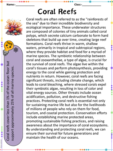 Discovering Coral Reefs: Engaging Passage and Insightful Questions ...