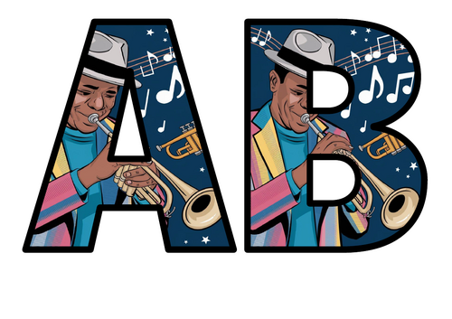 Famous Person Louis Armstrong Lettering Set Display Title Letters ...