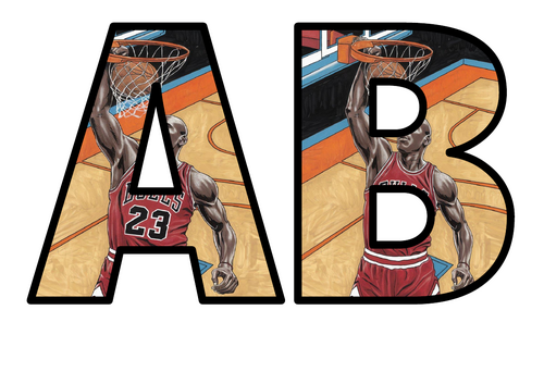 Famous Person Michael Jordan Basketball Player Lettering Set Display ...