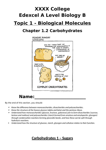 Edexcel A/AS Biology B Carbohydrates Full Lessons | Teaching Resources