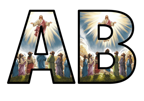Bible Story Jesus to Heaven Lettering Set Display Title Letters Numbers ...