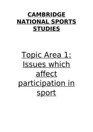Cambridge National Sports Studies - TA1 Revision Guide and Exam ...