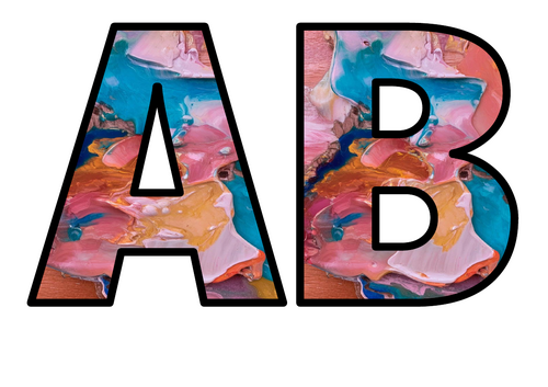 Pastel COlor Art Paint Lettering Set Display Title Letters Numbers ...