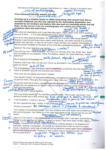 Annotated anthology texts for Edexcel iGCSE English Language | Teaching Resources