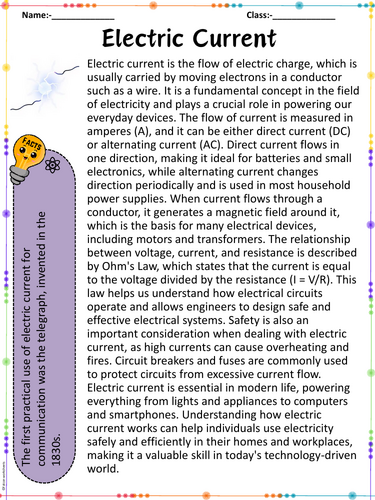 Understanding Electric Current: Essential Reading and Quiz Questions ...