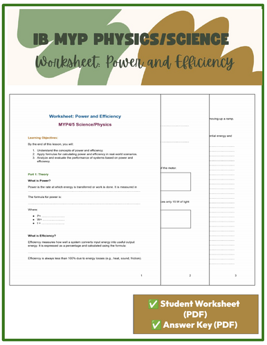 Energy, Work, Power & Efficiency: Full Unit with Summative Assessment ...