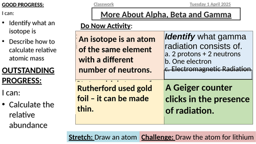 AQA Physics - P4.7 Atomic Structure | Teaching Resources