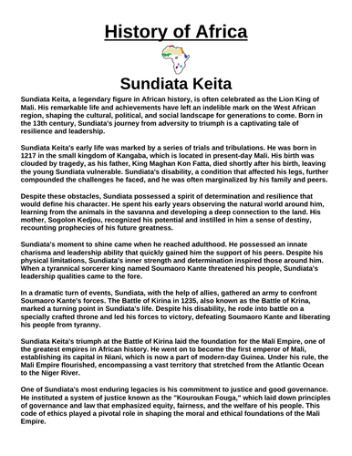 Sundiata “Article & Questions” Assignment (Ancient Africa) | Teaching ...