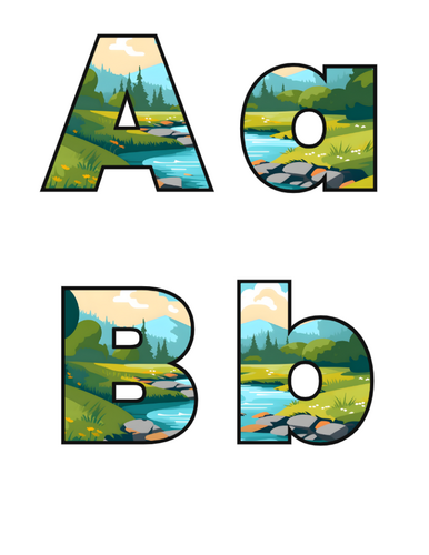 Mountains Rivers Lettering Display | Teaching Resources