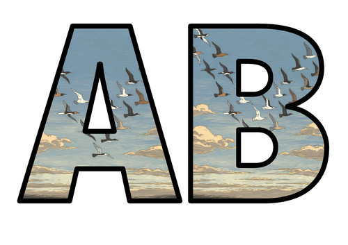 Birds Flying V Shape Nature Animals Migrations Lettering Set Display ...