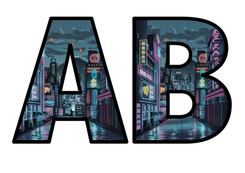 Blade Runner Neon cityscape Lettering Set Display Title Letters Numbers ...
