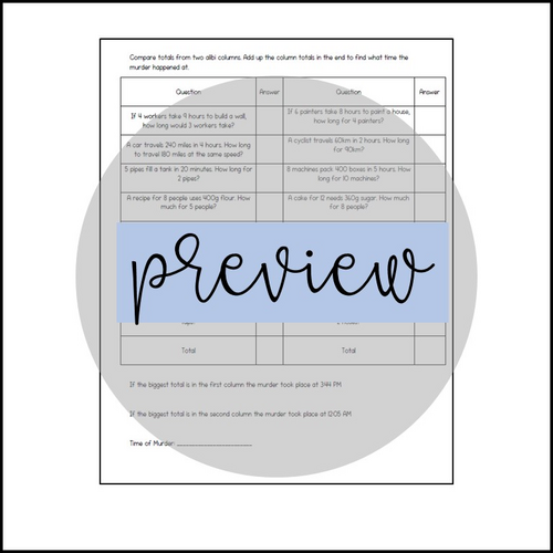 Ratio Murder Mystery | KS3 GCSE Functional Skills Maths Activity ...