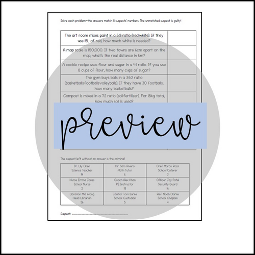 Ratio Murder Mystery | KS3 GCSE Functional Skills Maths Activity & Worksheet | Teaching Resources