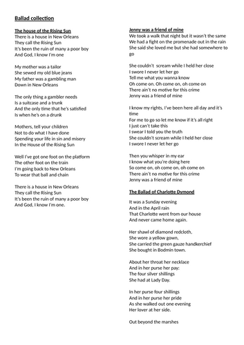 Ballad-writing creative poetry scheme of work | Teaching Resources