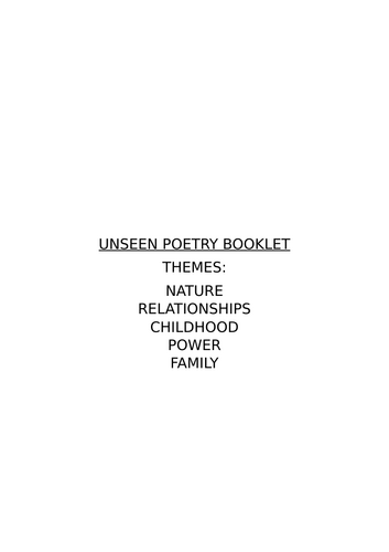 Unseen Poetry Booklet | Teaching Resources