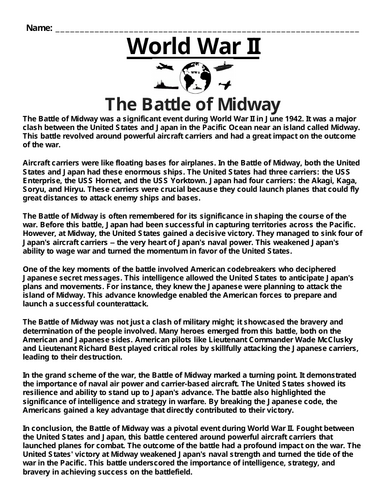 Battle of Midway “Article & Questions” Assignment (World War II ...
