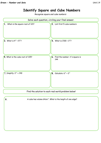 Understanding Square and Cube Numbers (Differentiated Practice) – GCSE ...